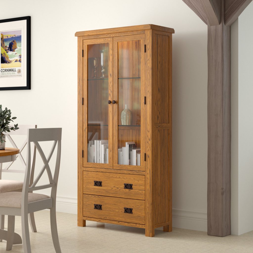 Lemari Display Kayu Jati Jepara Solid Desain Minimalis - Sobat Furniture