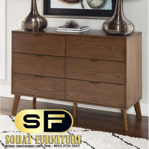 Lemari Drawer Kekinian Style 6 Laci Minimalis Kayu Jati - Sobat Furniture